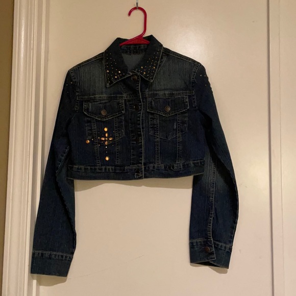Unk | Jackets & Coats | Very Cute Short Jean Jacket W Embellishments ...